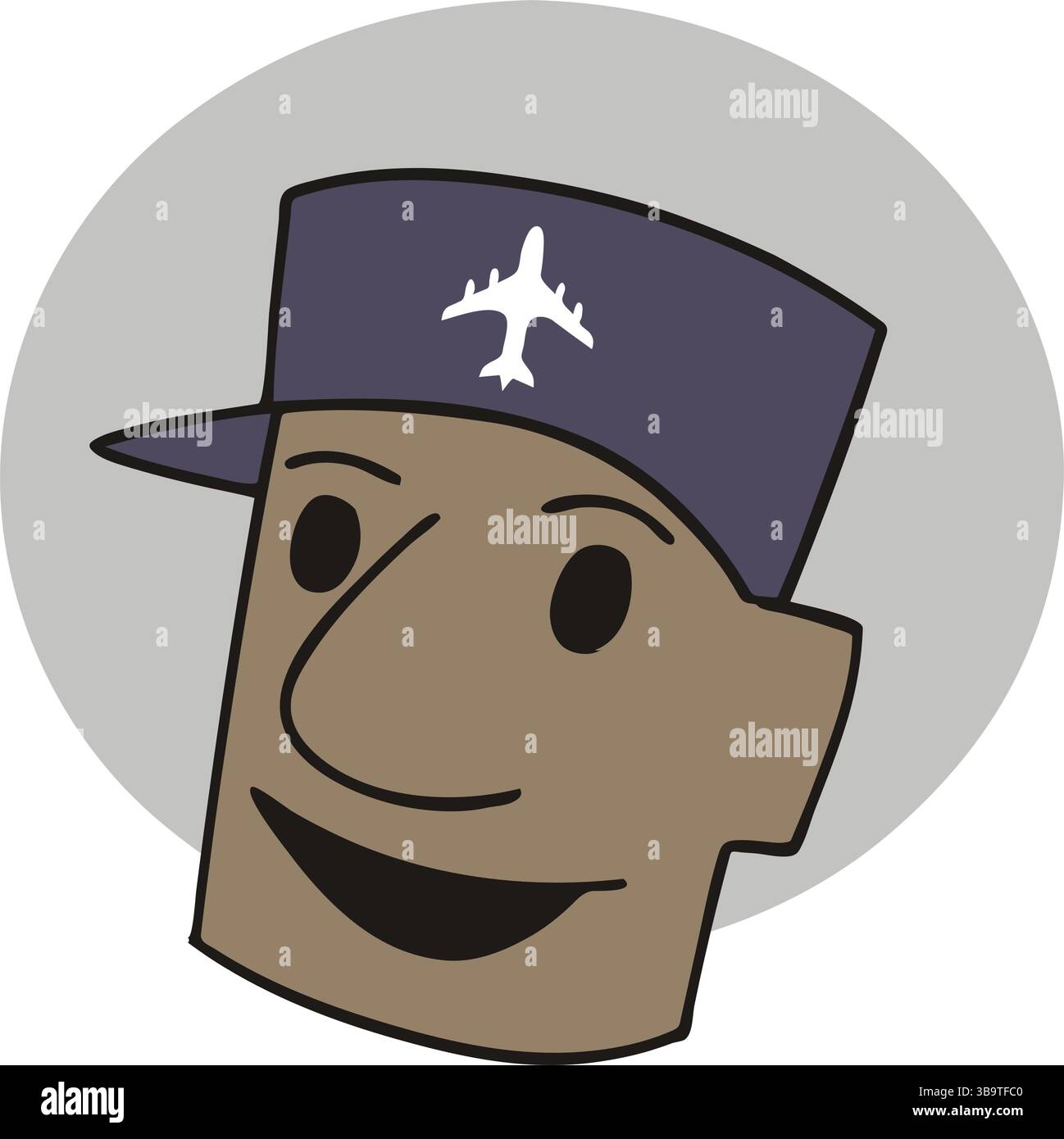 An abstract vector illustration shows an airport crew in cartoon style ...