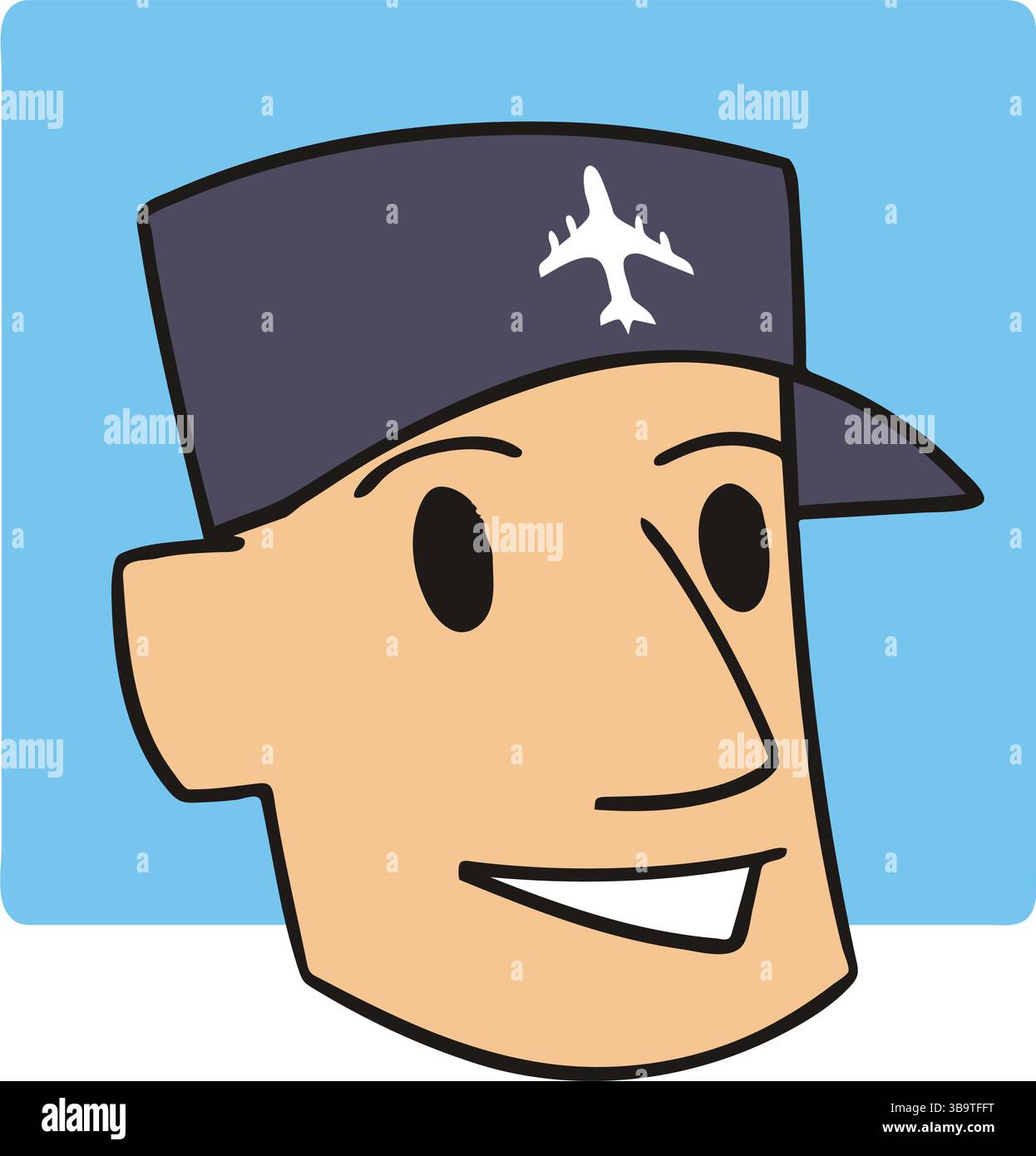 An abstract vector illustration shows an airport crew in cartoon style ...