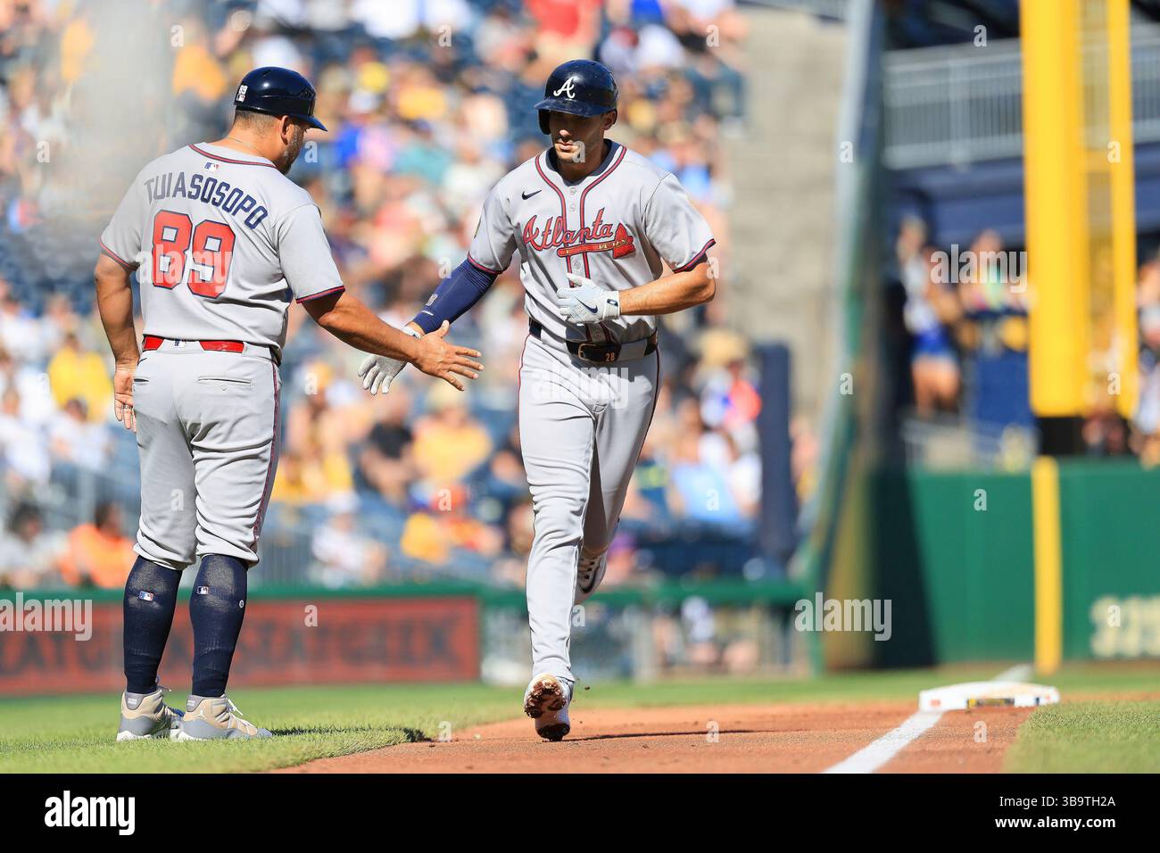 PITTSBURGH, PA - MAY 10: Matt Olson #28 of the Atlanta Braves ...