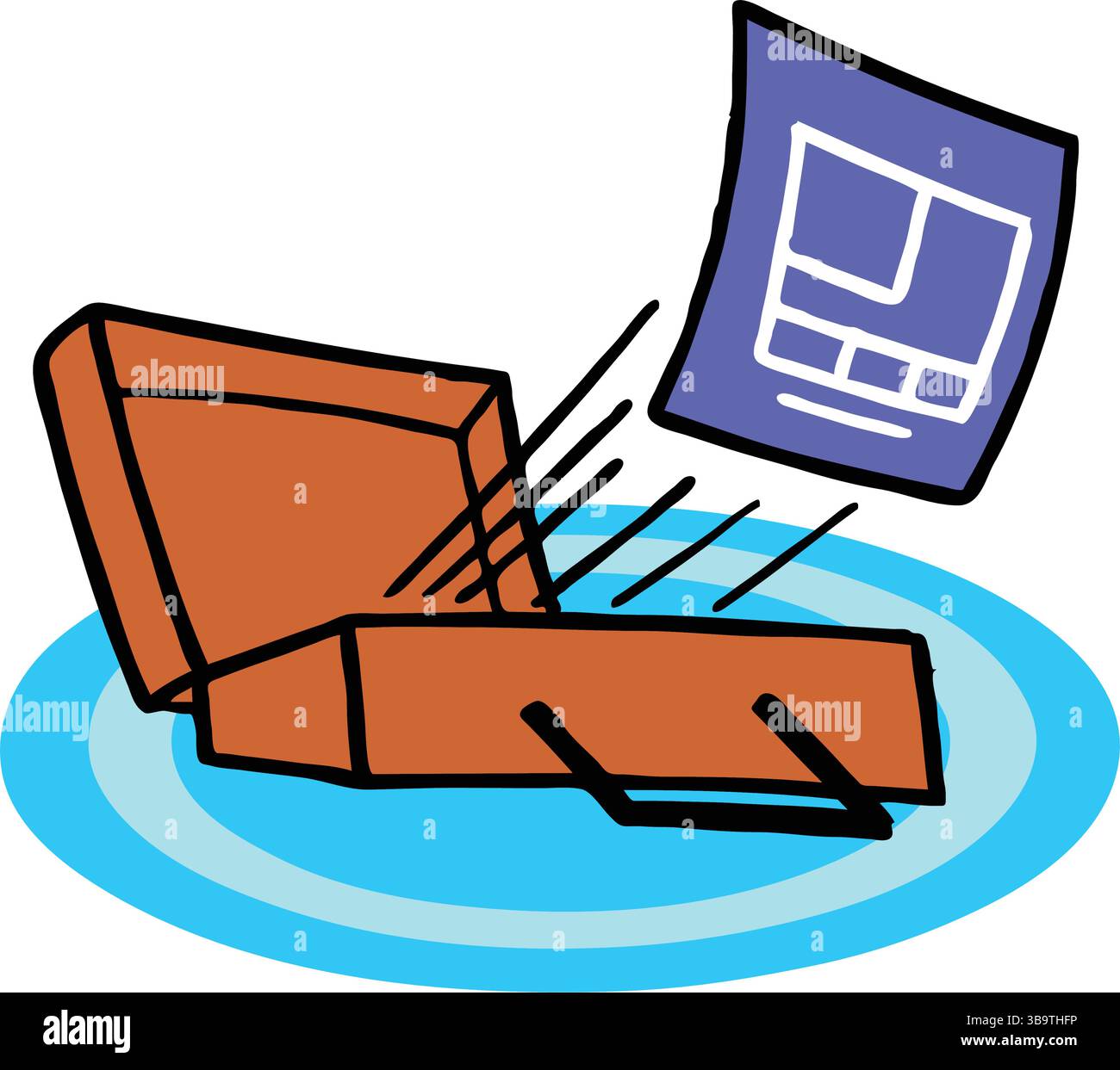 An abstract vector illustration shows a open briefcase containing ...