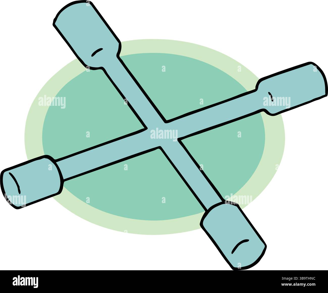 An abstract vector illustration shows a car wheel spanner tool to ...