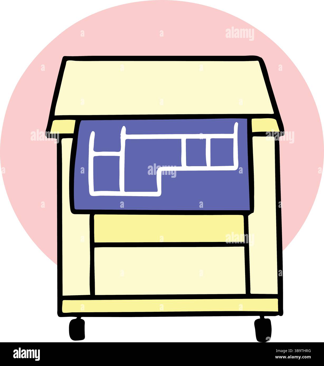 An abstract vector illustration shows an architect blueprint plotter in ...