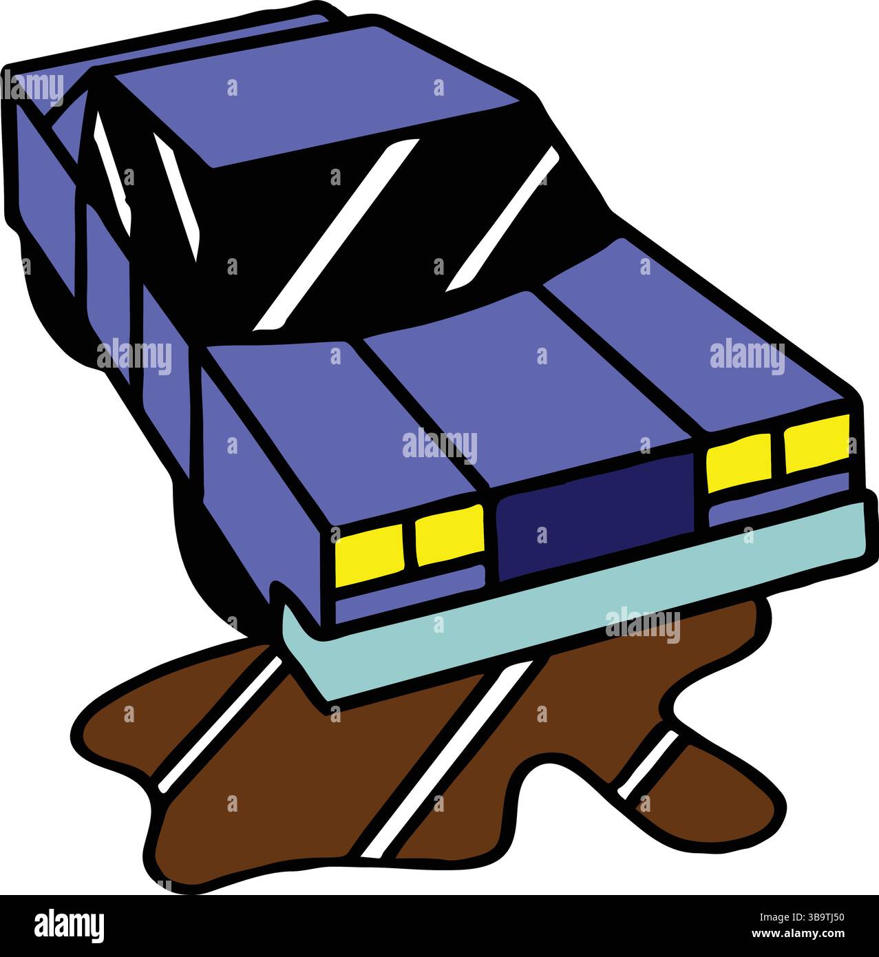 An abstract vector illustration shows a car oil leak in cartoon style ...