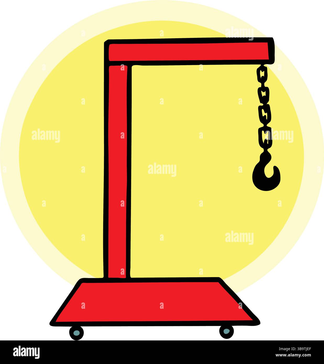 An abstract vector illustration shows a mechanic lift in cartoon style ...