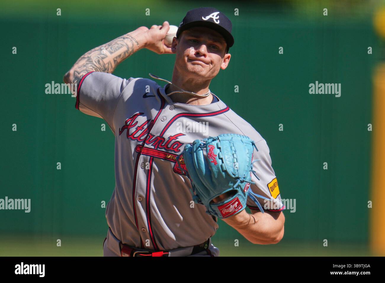 Atlanta Braves pitcher AJ Smith-Shawver delivers during the first ...