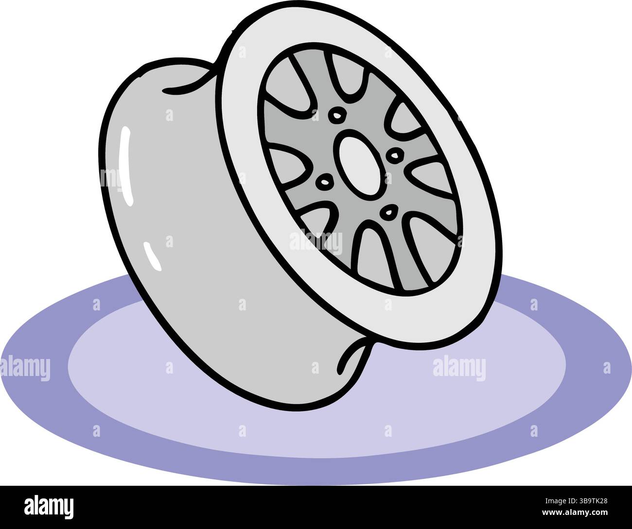 An abstract vector illustration shows a wheel rim of car in cartoon ...