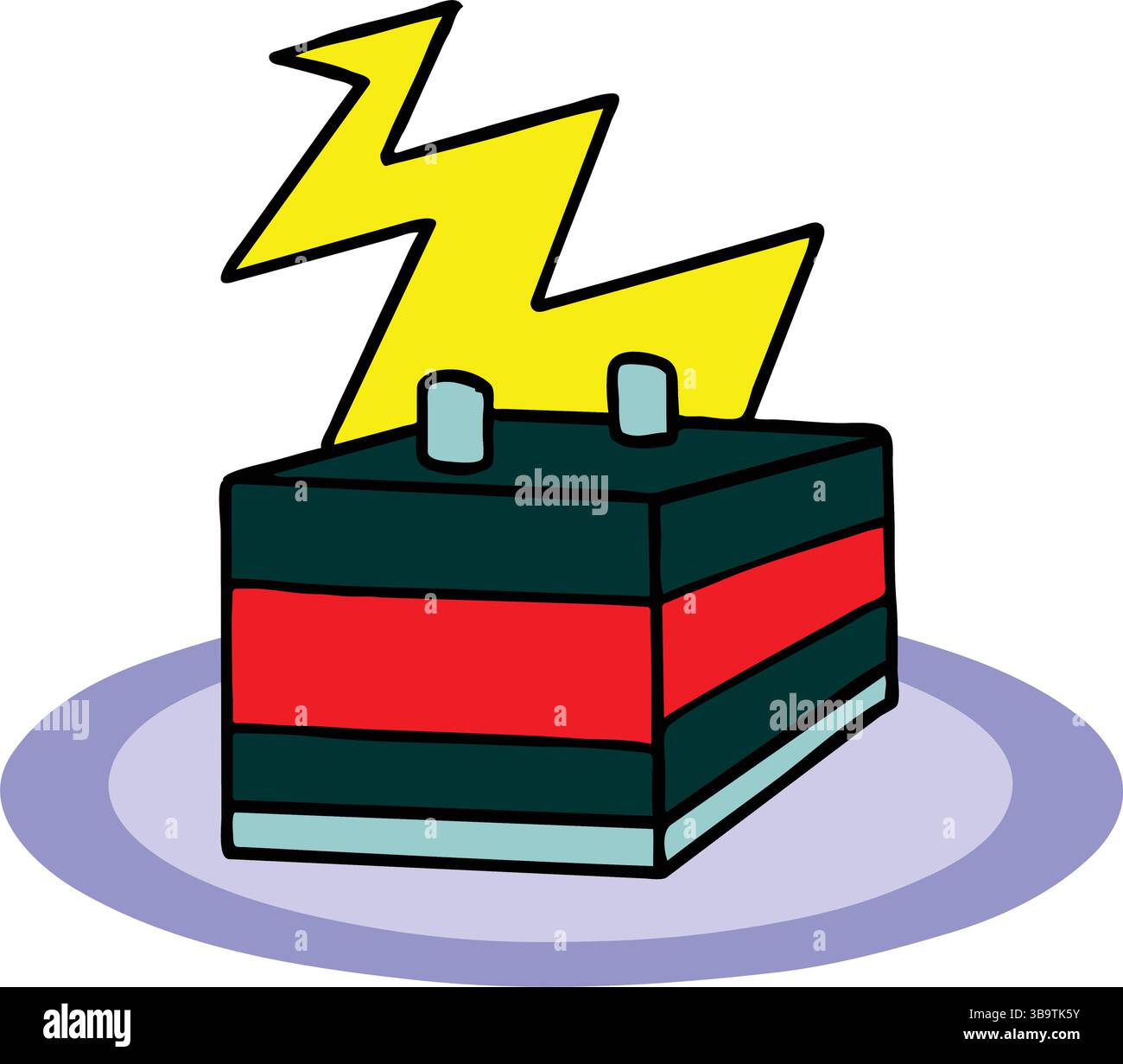 An abstract vector illustration shows a battery of car in cartoon style ...