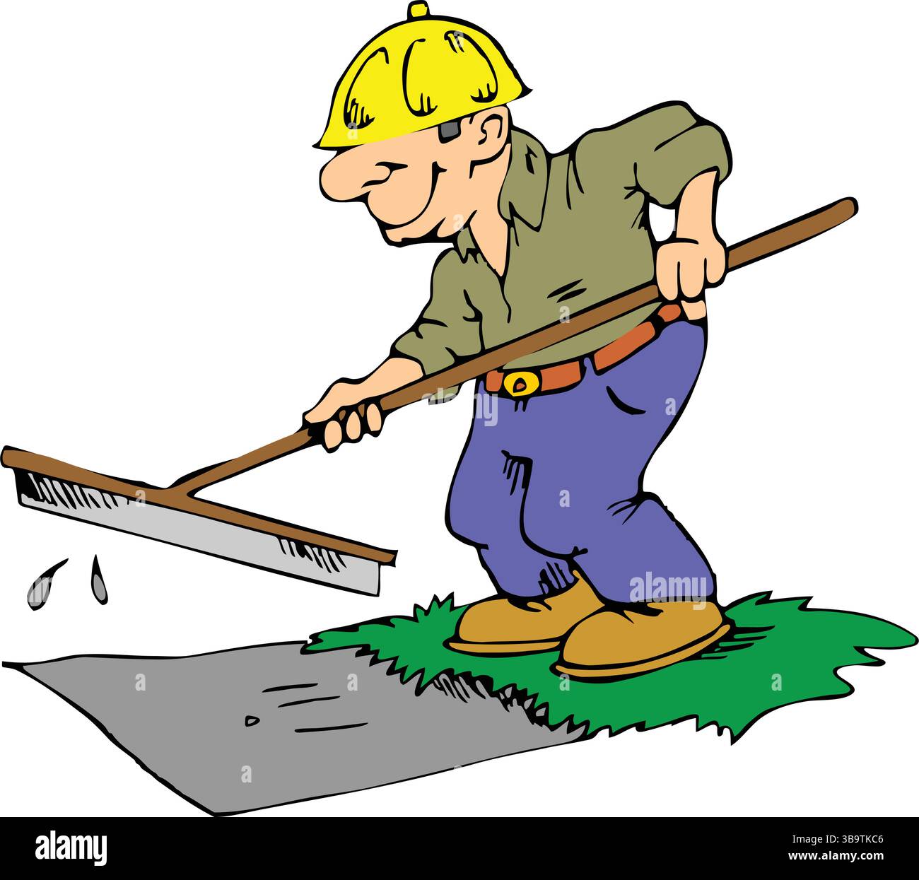 An abstract vector illustration shows a worker man concrete smoothing ...