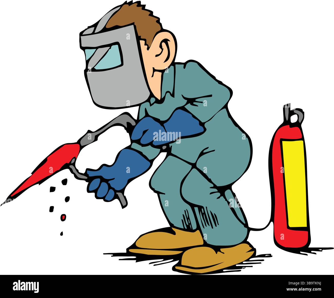 Worker welding in metal workshop Stock Vector Images - Alamy