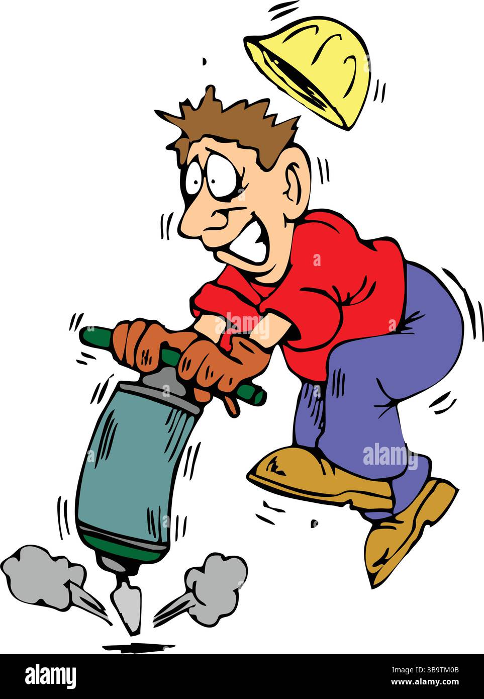 An abstract vector illustration shows a construction worker using ...