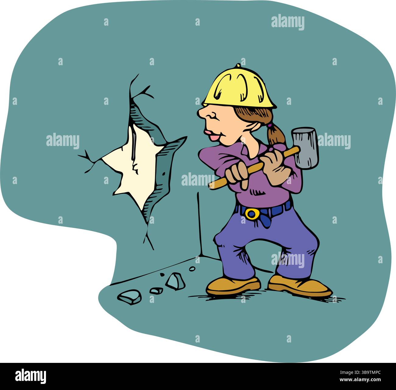 Man construction worker demolishing concrete Stock Vector Images - Alamy
