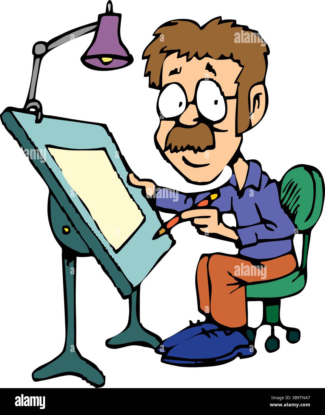 Architect cartoon composition with indoor scenery interior elements and ...