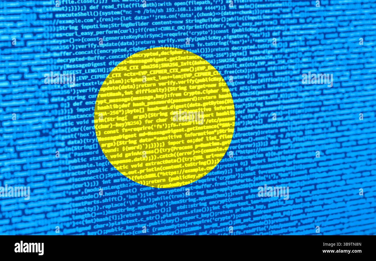 Digital concept with the flag of Palau on a tech background. Palau in ...