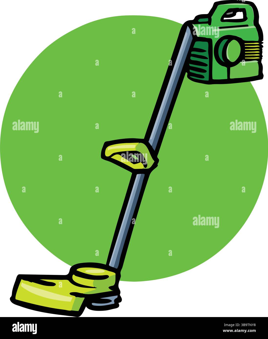 An abstract vector illustration shows a weed machine in cartoon style ...