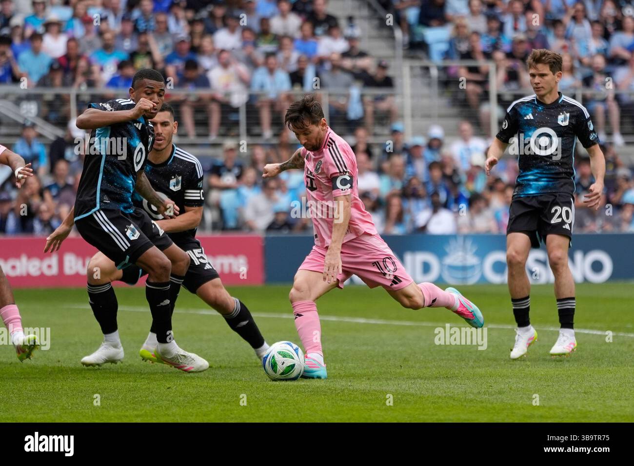 Inter Miami forward Lionel Messi (10) shoots and scores a goal during ...