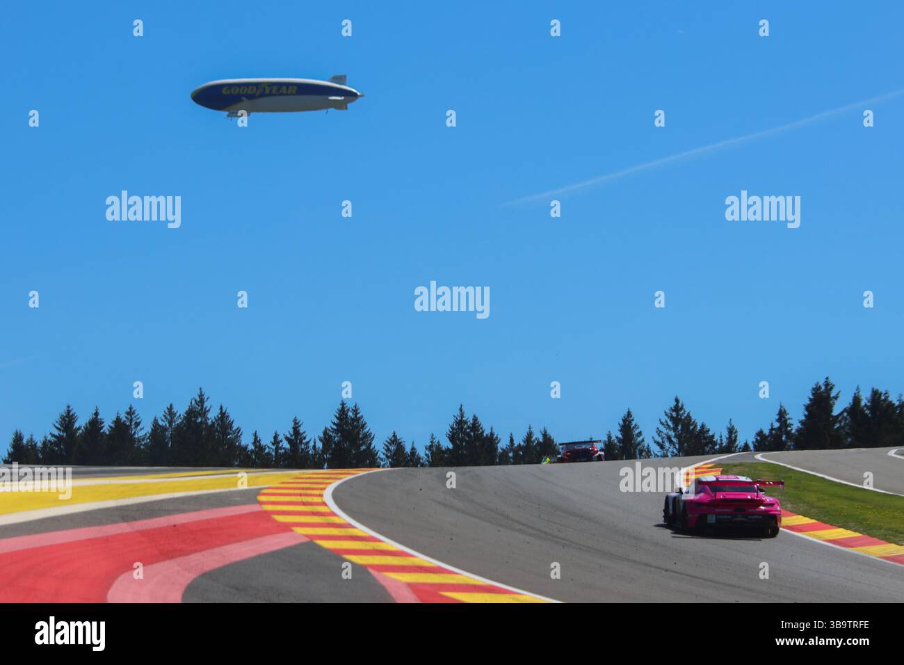 Francorchamps, Belgium. 10th May, 2025. The Goodyear blimp hovers above ...