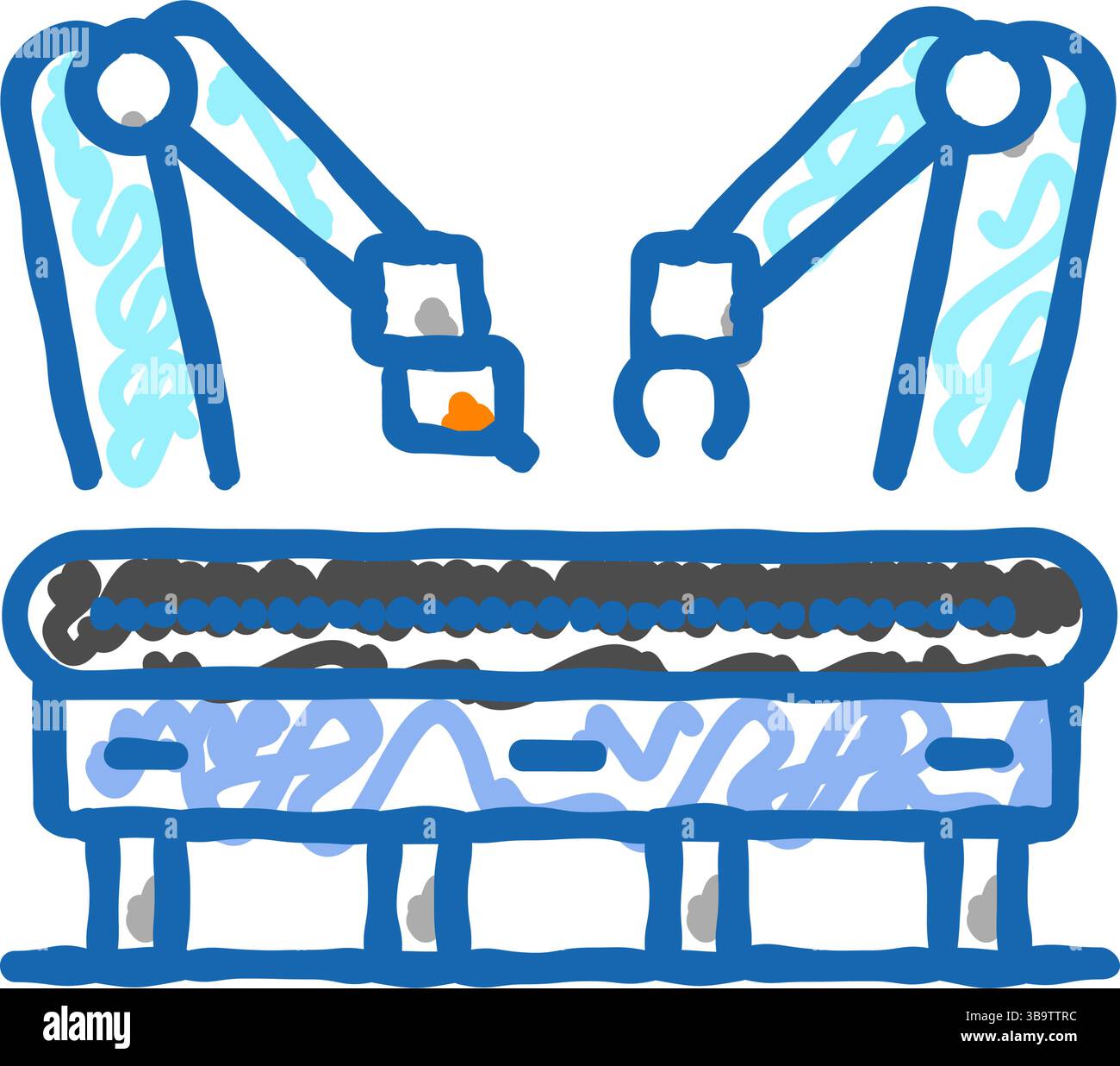 assembly line manufacturing engineer icon doodle illustration Stock ...