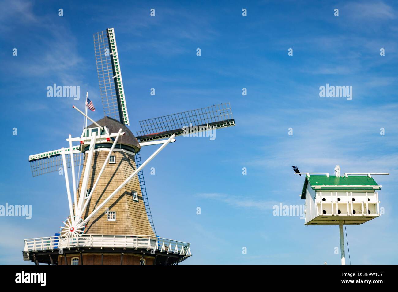 Photo of real Dutch windmill next to birdhouse at Windmill Island ...