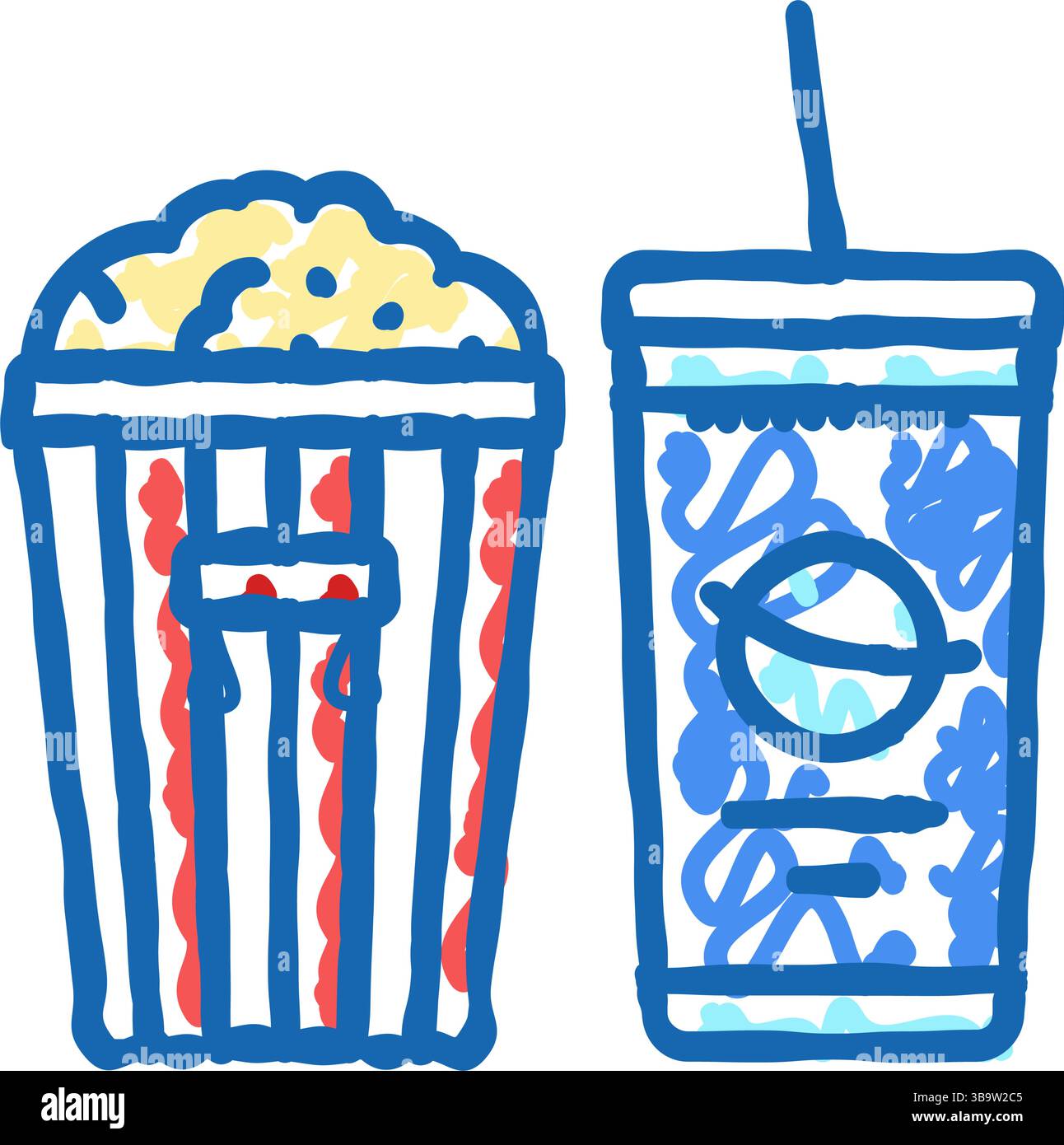 popcorn soda drink icon doodle illustration Stock Vector Image & Art ...