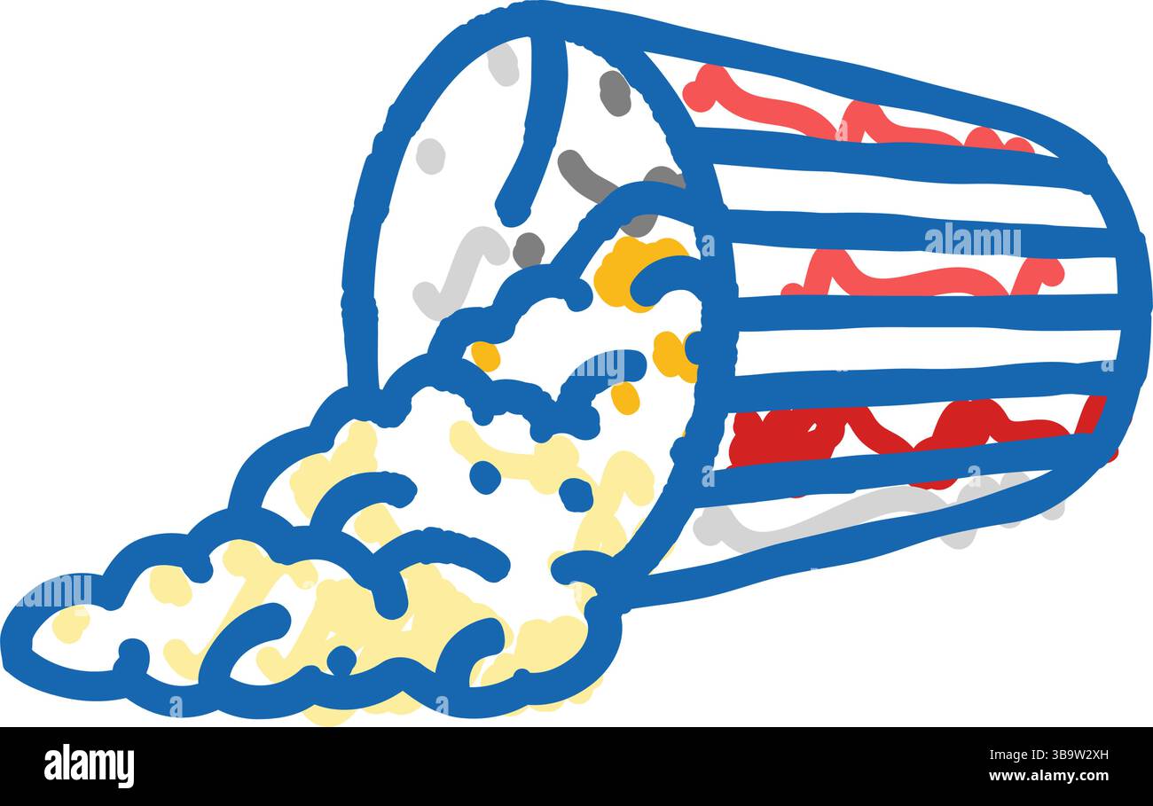 bucket popcorn striped box icon doodle illustration Stock Vector Image ...
