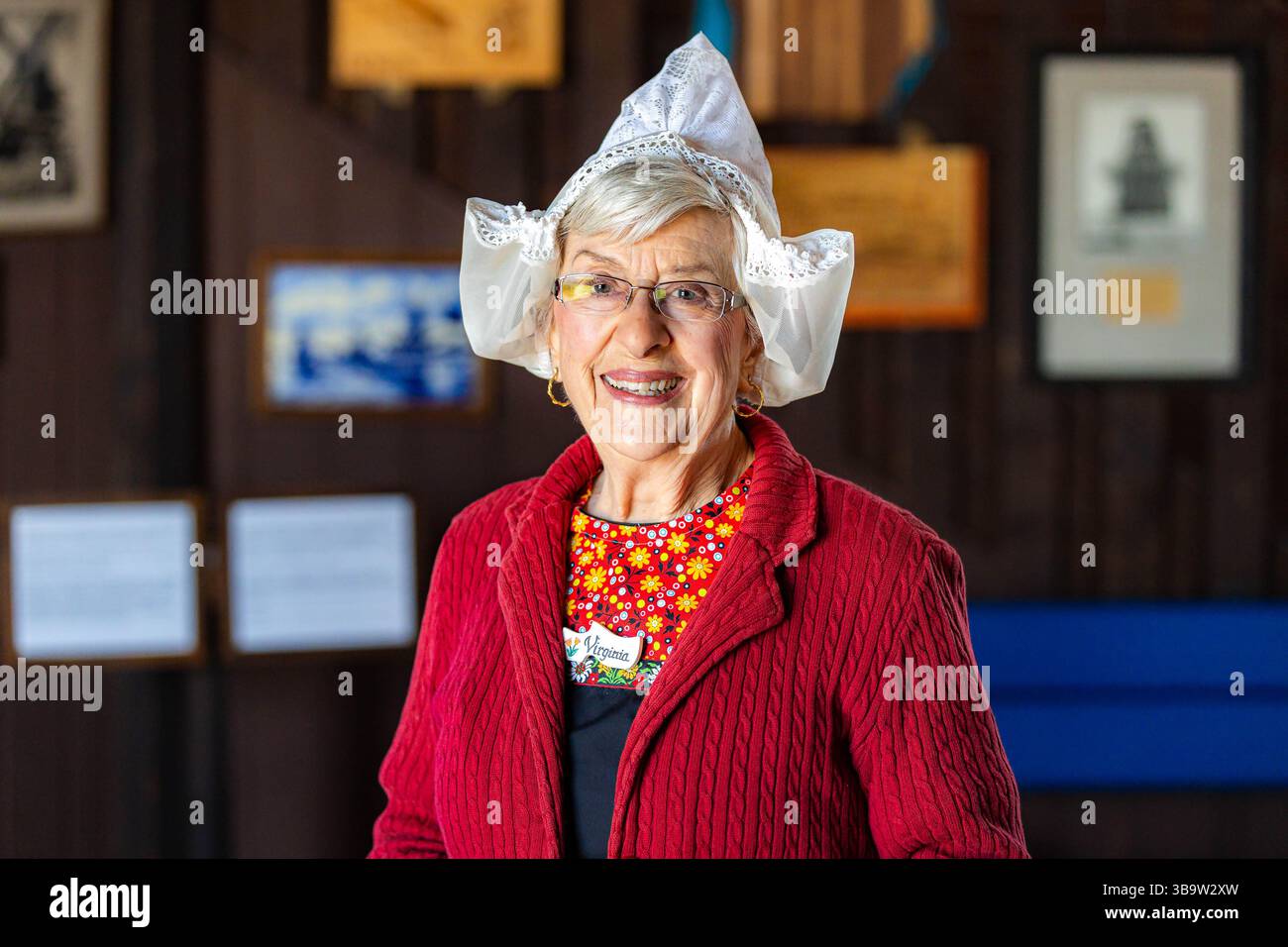 Holland, MI, USA - 04-24-2025: Close-up portrait of smiling old woman ...