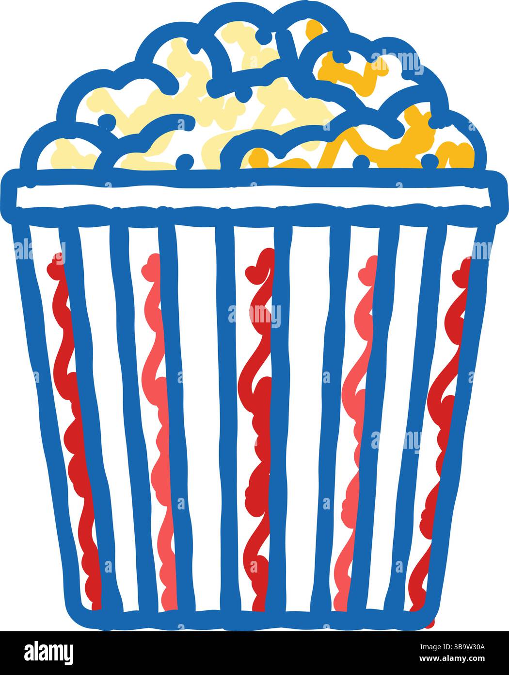 bucket popcorn food snack icon doodle illustration Stock Vector Image ...