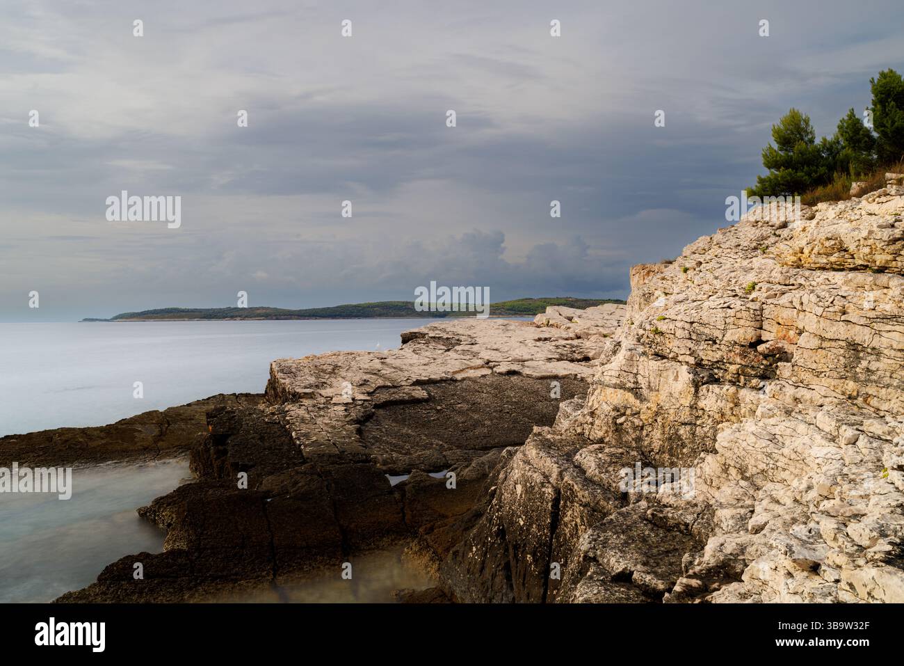The rugged limestone landscape of the Kamenjak National Park on the ...