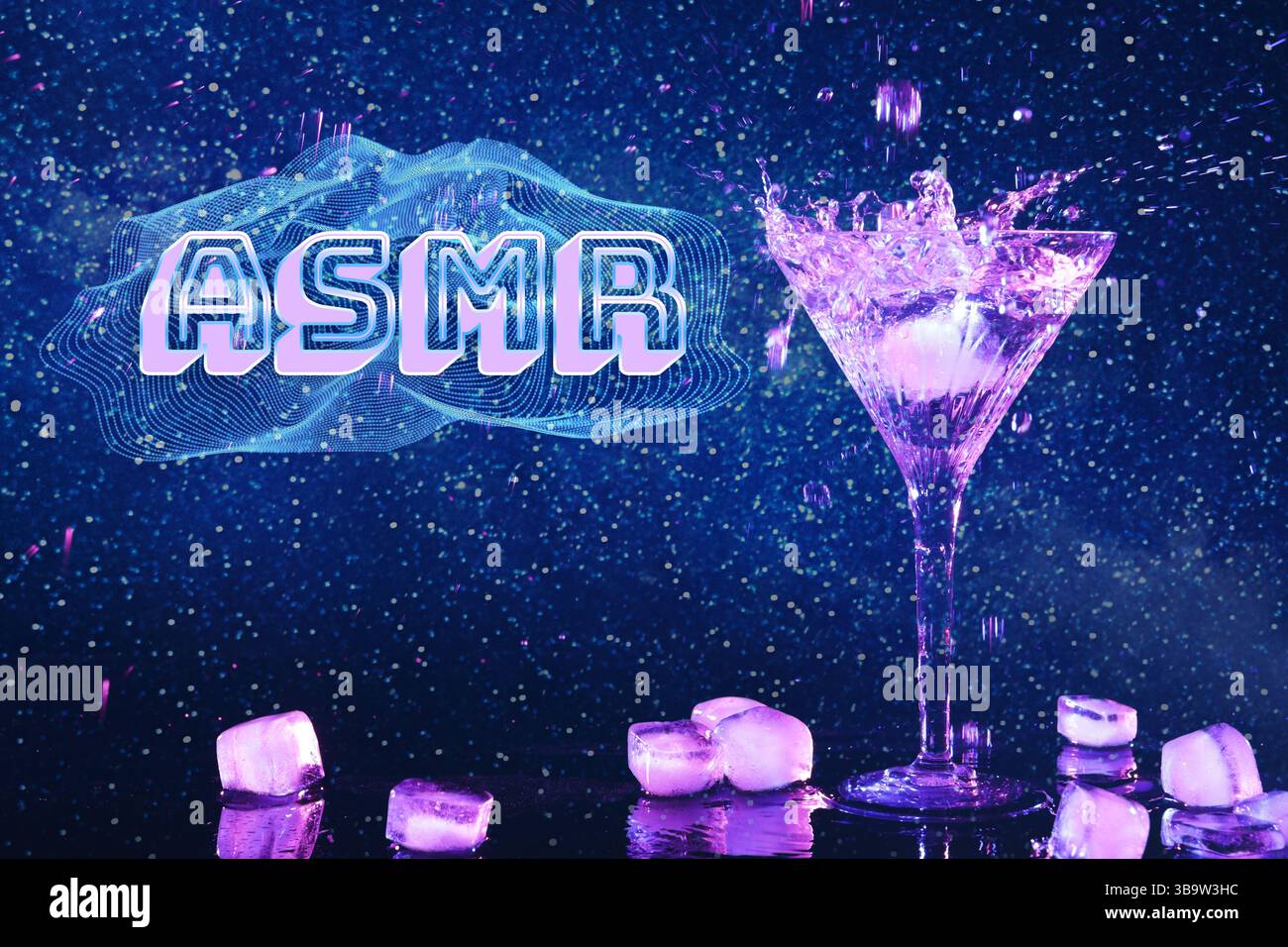 ASMR media (autonomous sensory meridian response). Ice cubes falling ...