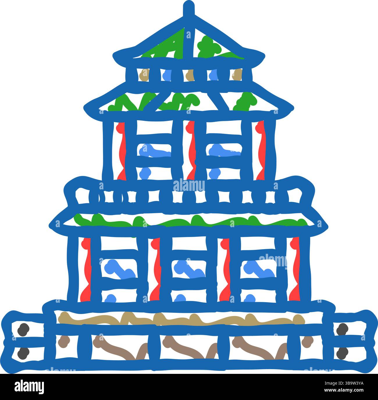 taoist temple taoism icon doodle illustration Stock Vector Image & Art ...