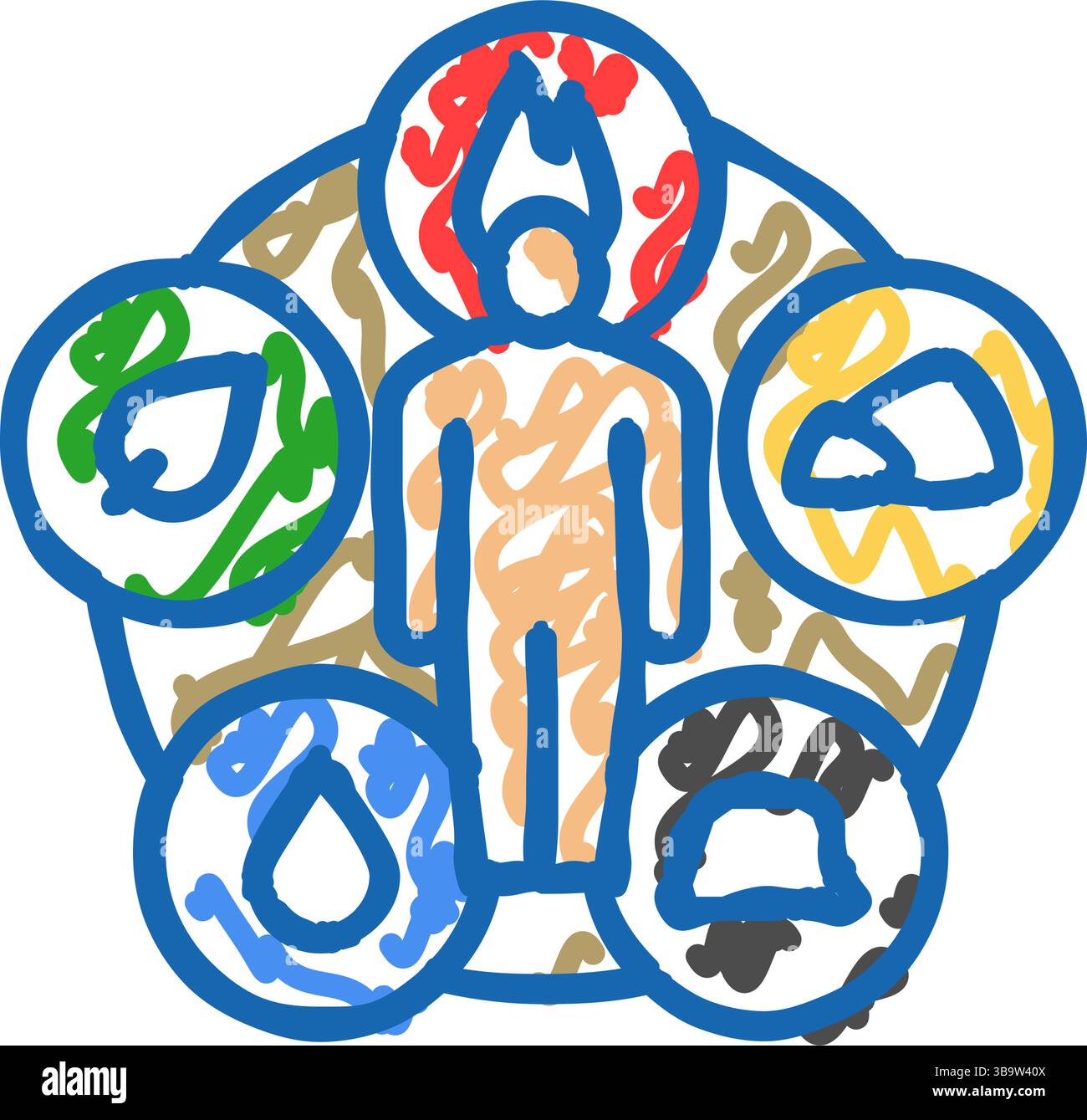 qi energy flow taoism icon doodle illustration Stock Vector Image & Art ...