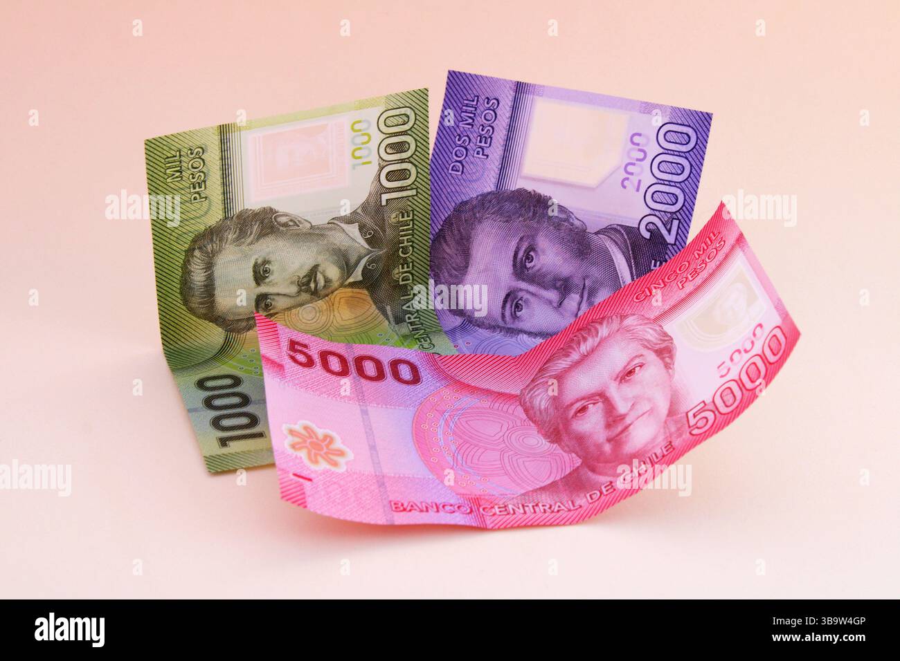 One thousand, two thousand and five thousand pesos, colorful chilean ...