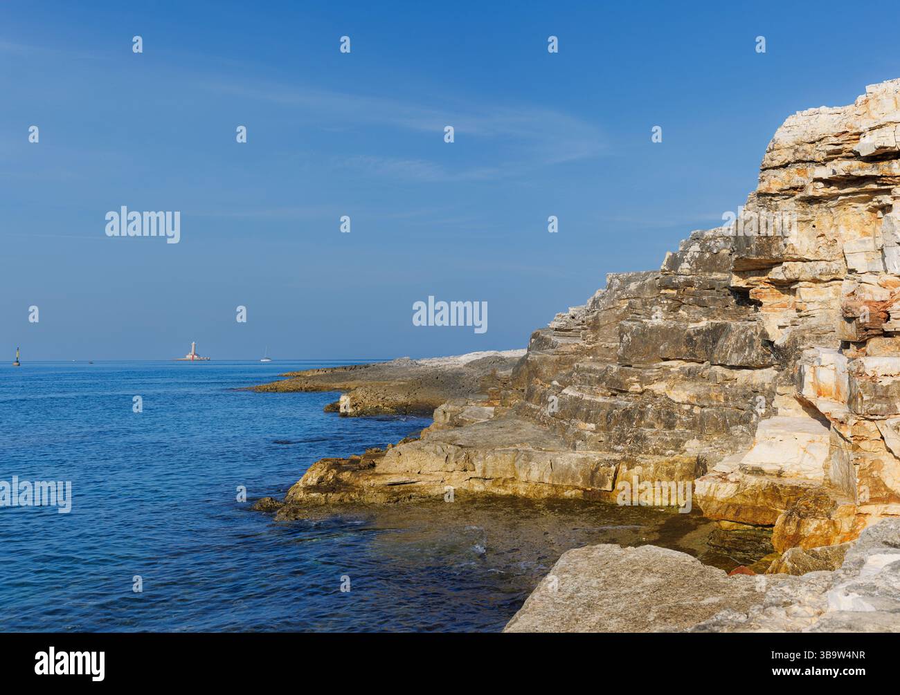The rugged limestone landscape of the Kamenjak National Park on the ...