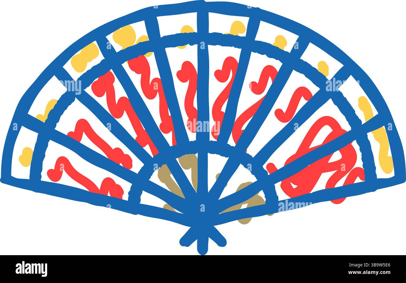 taoist ritual fan taoism icon doodle illustration Stock Vector Image ...