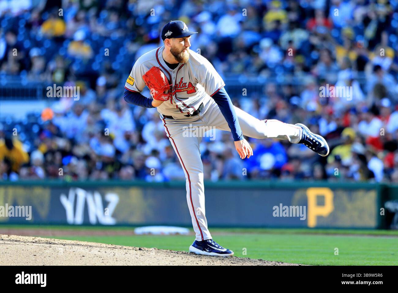 PITTSBURGH, PA - MAY 10: Dylan Lee #52 of the Atlanta Braves delivers a ...