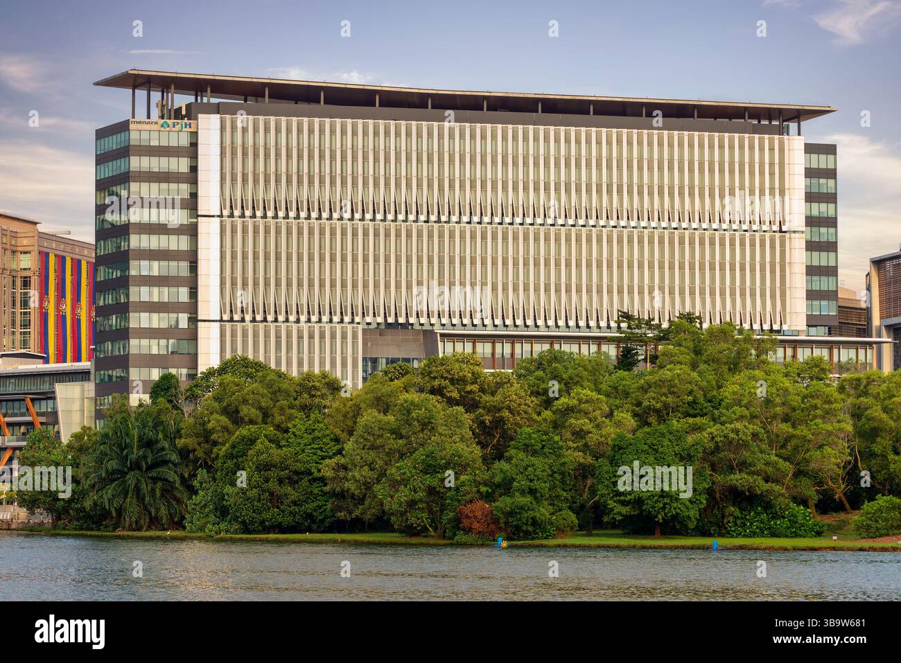 Modern Menara PH building in Putrajaya, Malaysia, viewed across the ...