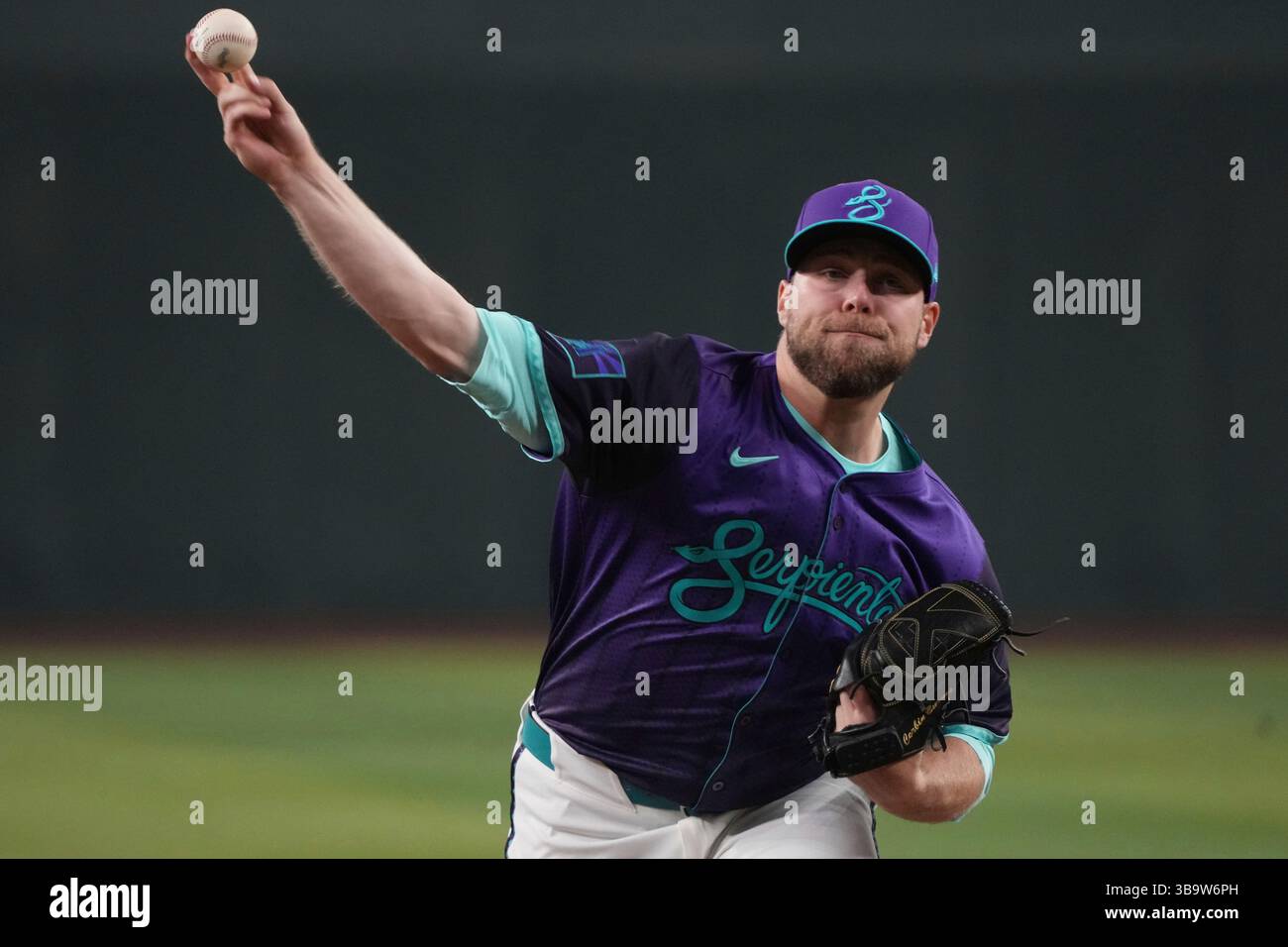 Arizona Diamondbacks pitcher Corbin Burnes throws against the Los ...