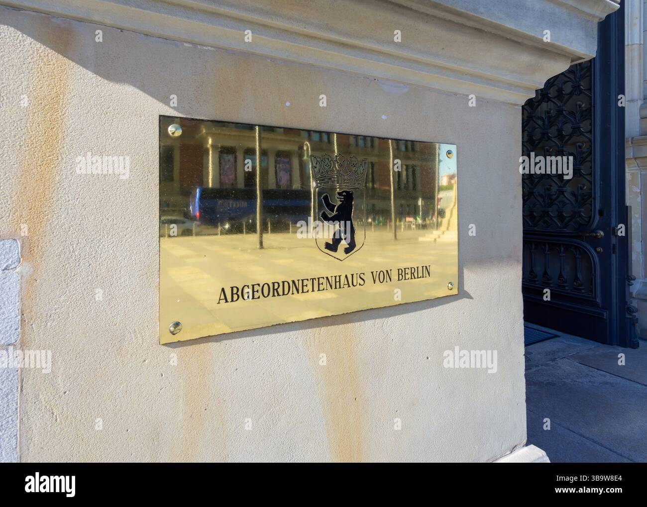 Golden entrance plaque of the Berlin House of Representatives ...