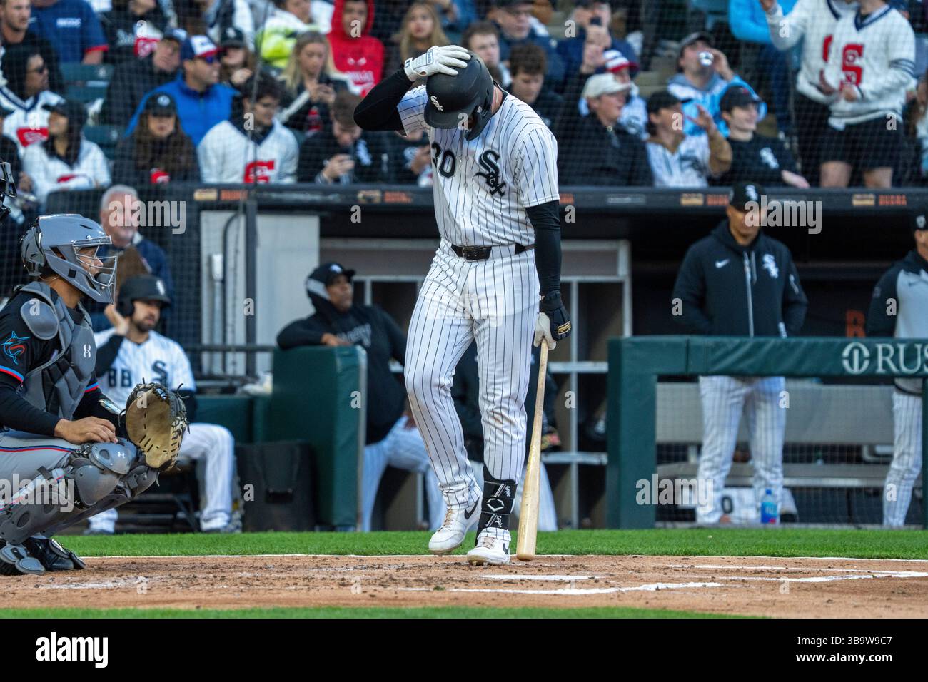 CHICAGO, IL - MAY 10: Tim Elko #30 of the Chicago White Sox walks up ...