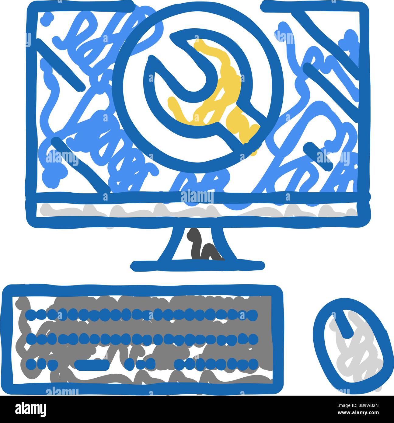 troubleshooting pc repair computer icon doodle illustration Stock ...