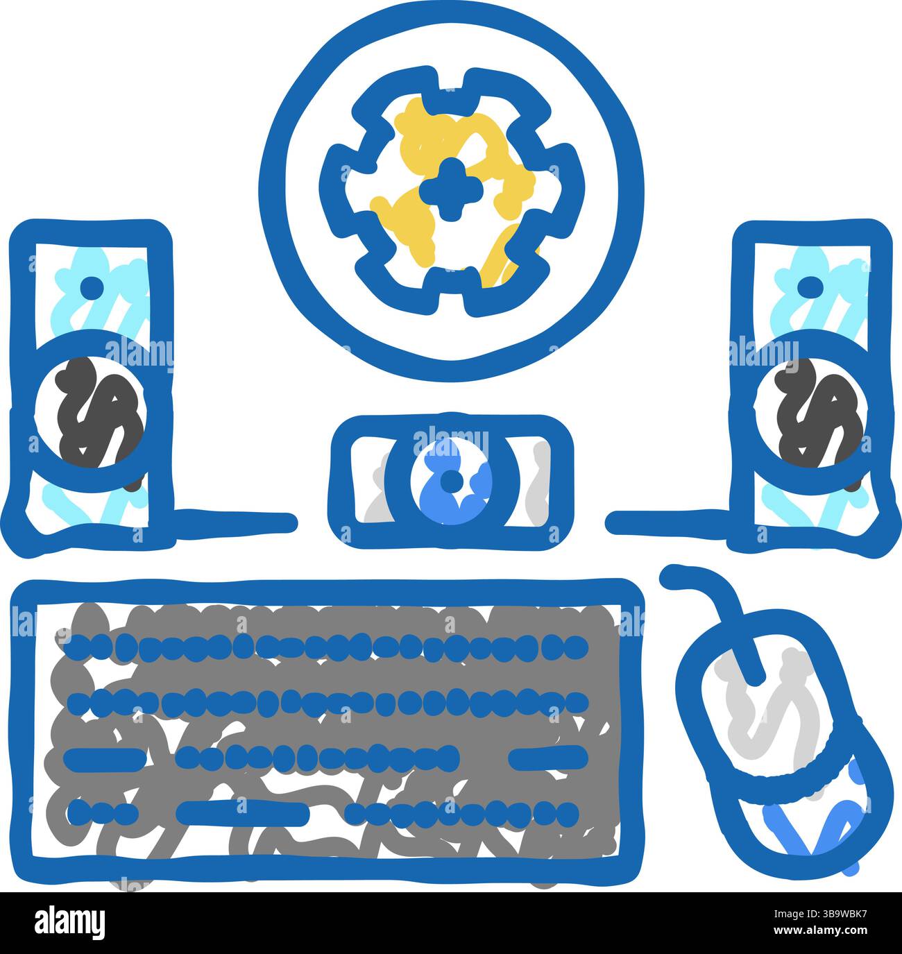 peripheral setup repair computer icon doodle illustration Stock Vector ...