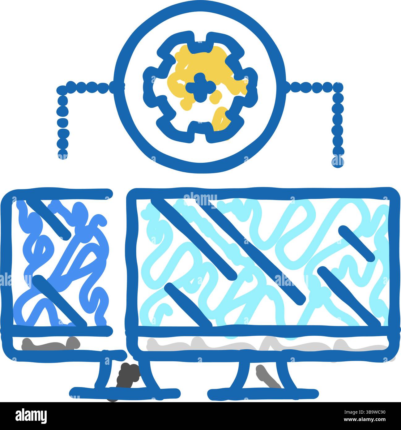 remote assistance repair computer icon doodle illustration Stock Vector ...