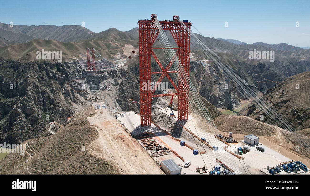 Beijing, China. 10th May, 2025. A drone photo shows a 500-ton cable ...