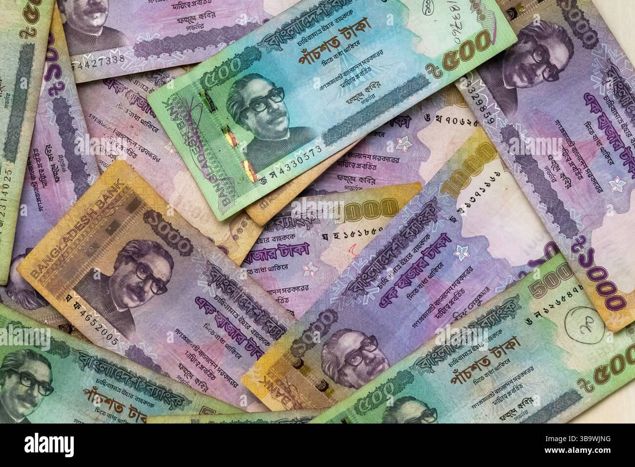 Five hundred and one thousand taka banknotes (BDT 1000 and BDT 500) as ...