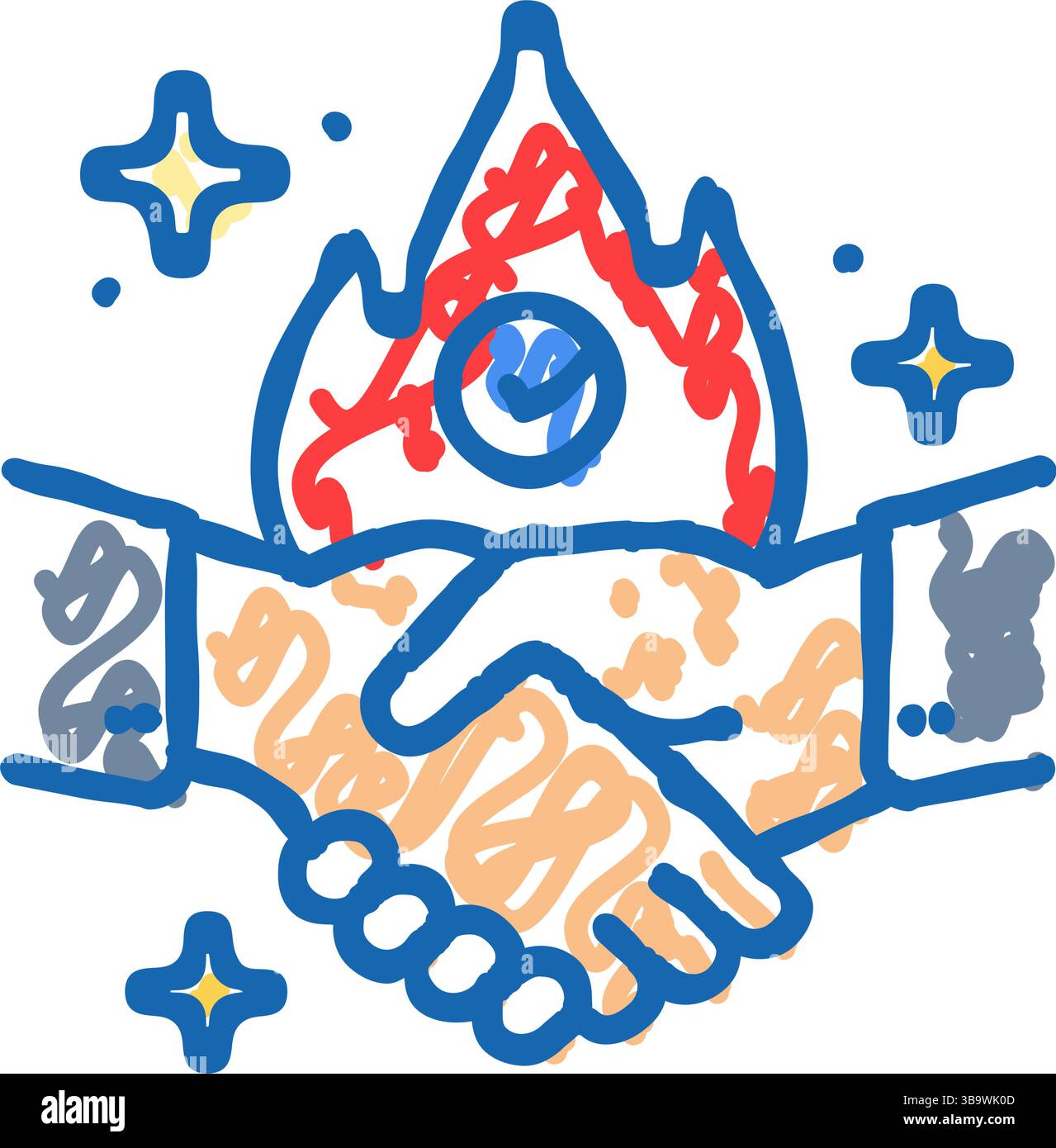 dedication flame succes challenge icon doodle illustration Stock Vector ...