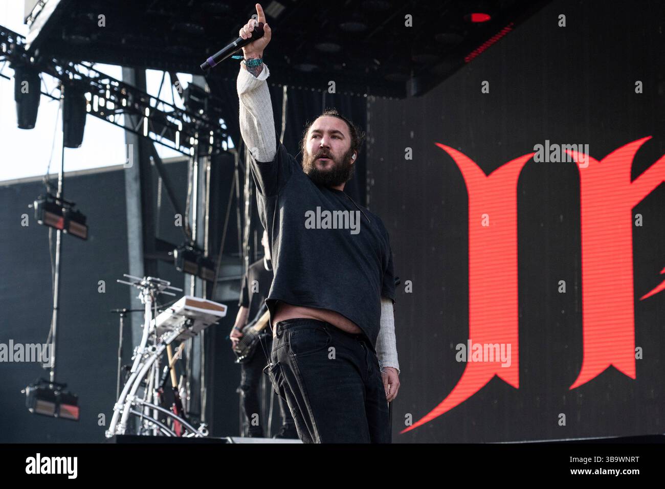 Eric Vanlerberghe of I Prevail performs during Sonic Temple Art and ...