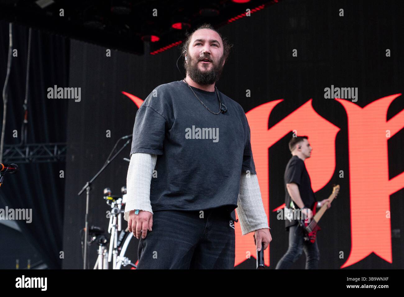 Eric Vanlerberghe of I Prevail performs during Sonic Temple Art and ...