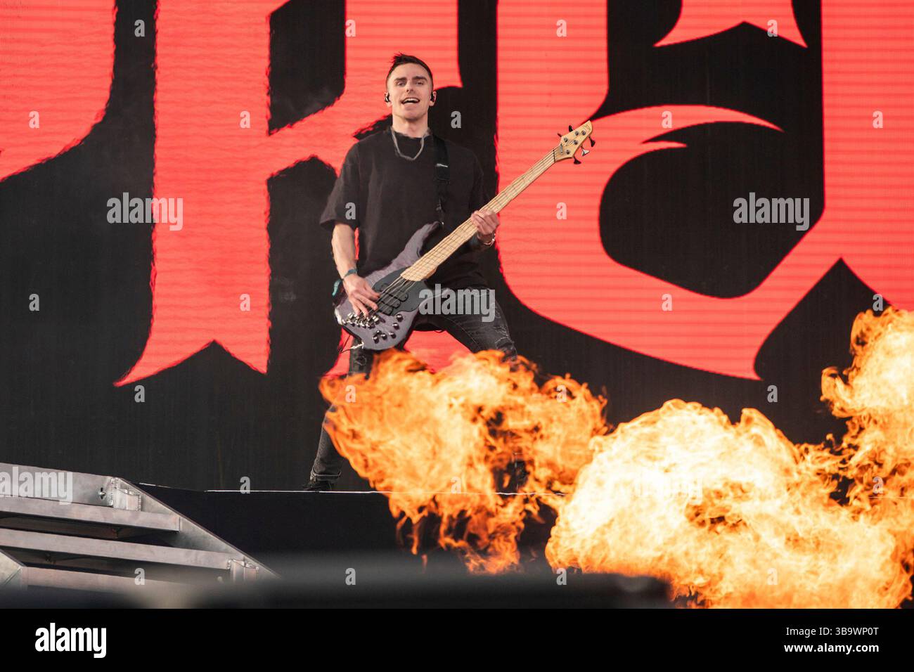 Jon Eberhard of I Prevail performs during Sonic Temple Art and Music ...