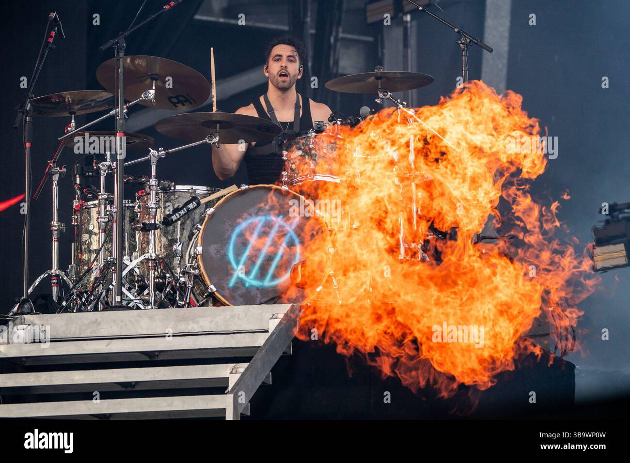 Gabe Helguera of I Prevail performs during Sonic Temple Art and Music ...
