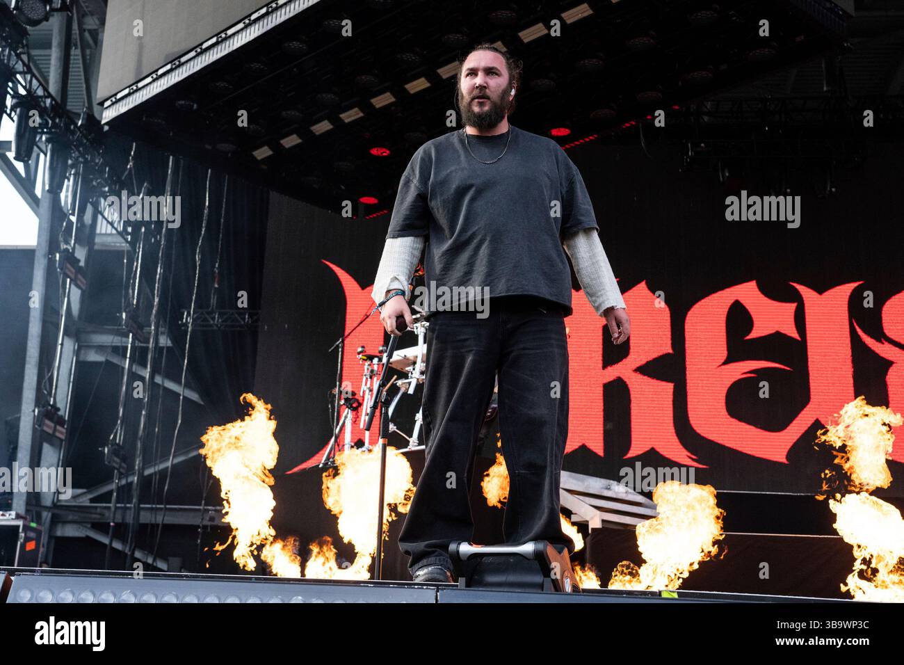 Eric Vanlerberghe of I Prevail performs during Sonic Temple Art and ...