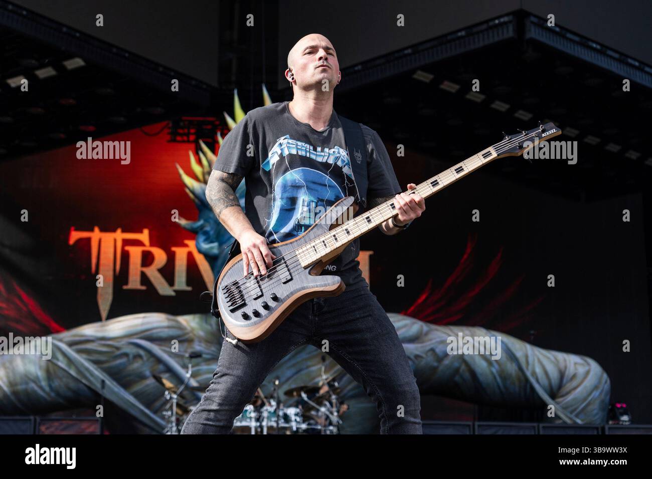 Paolo Gregoletto of Trivium performs during Sonic Temple Art and Music ...
